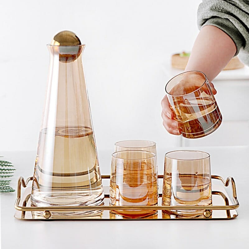 Glass Jug with Four Cups and a Tray | Bakandamiya Shopping Glass Jug with Four Cups and a Tray | Bakandamiya Shopping